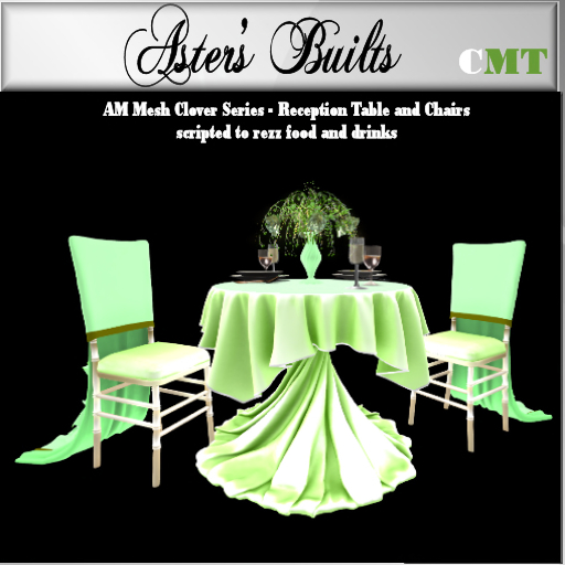 Second Life Marketplace - AM Mesh Clover Series - Reception Table and Chairs